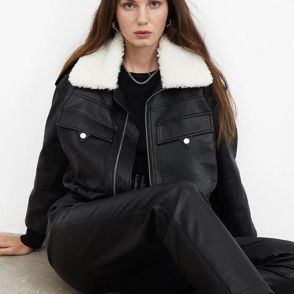 J.ING | Jackets & Coats | Jing Black Leather Bomber Jacket | Poshmark